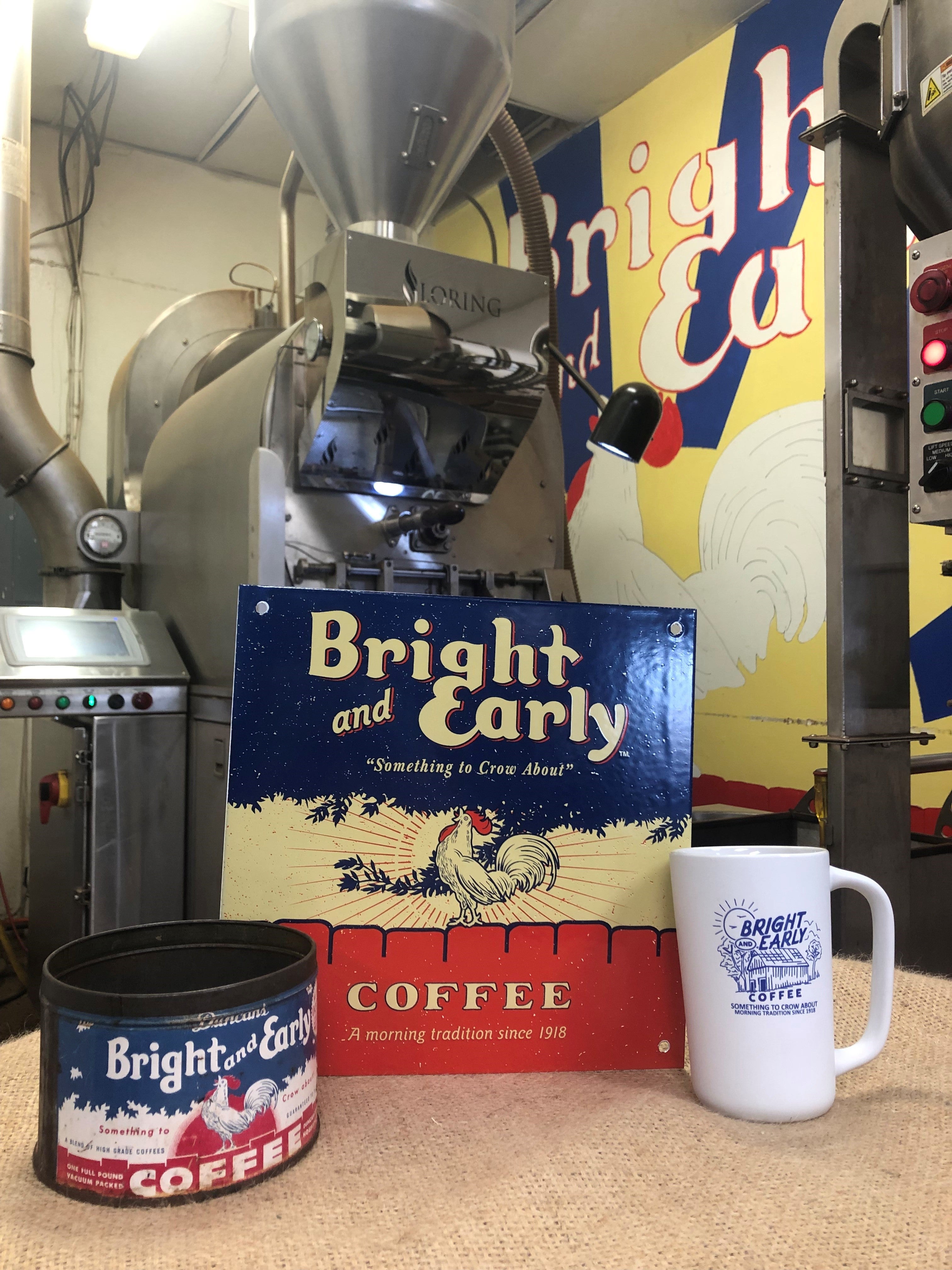 Bright and Early coffee porcelain sign – Bright and Early Coffee